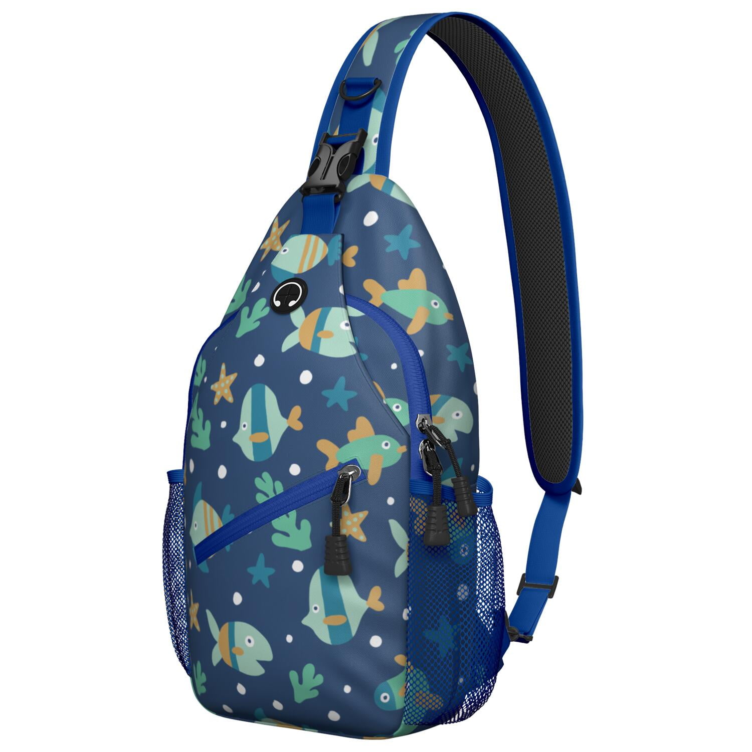 Tropical Marine Sling Bag - Fish & Sea Life Design Hiking Backpack with ...