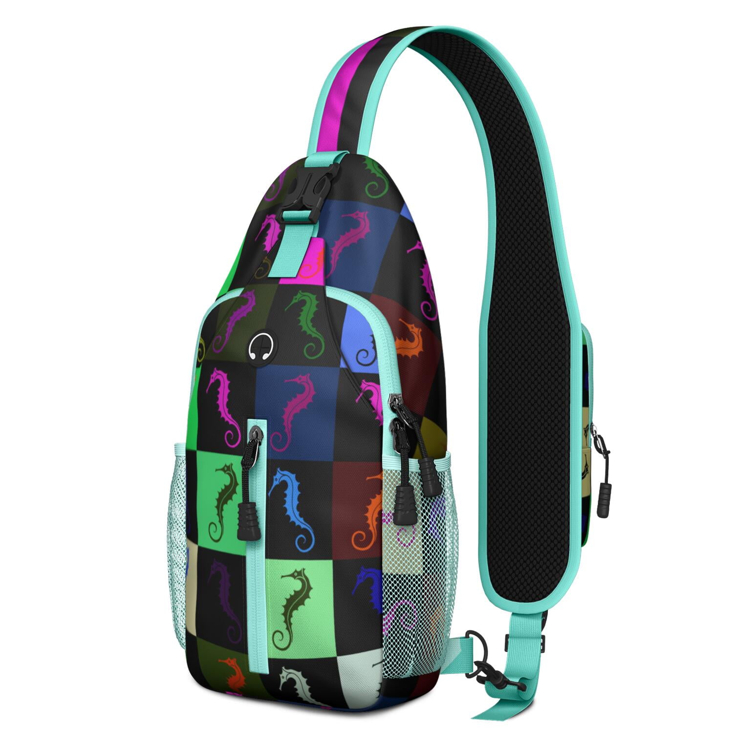 Tropical Marine Sling Bag - SeaHorse & Sea Life Design Hiking Backpack ...