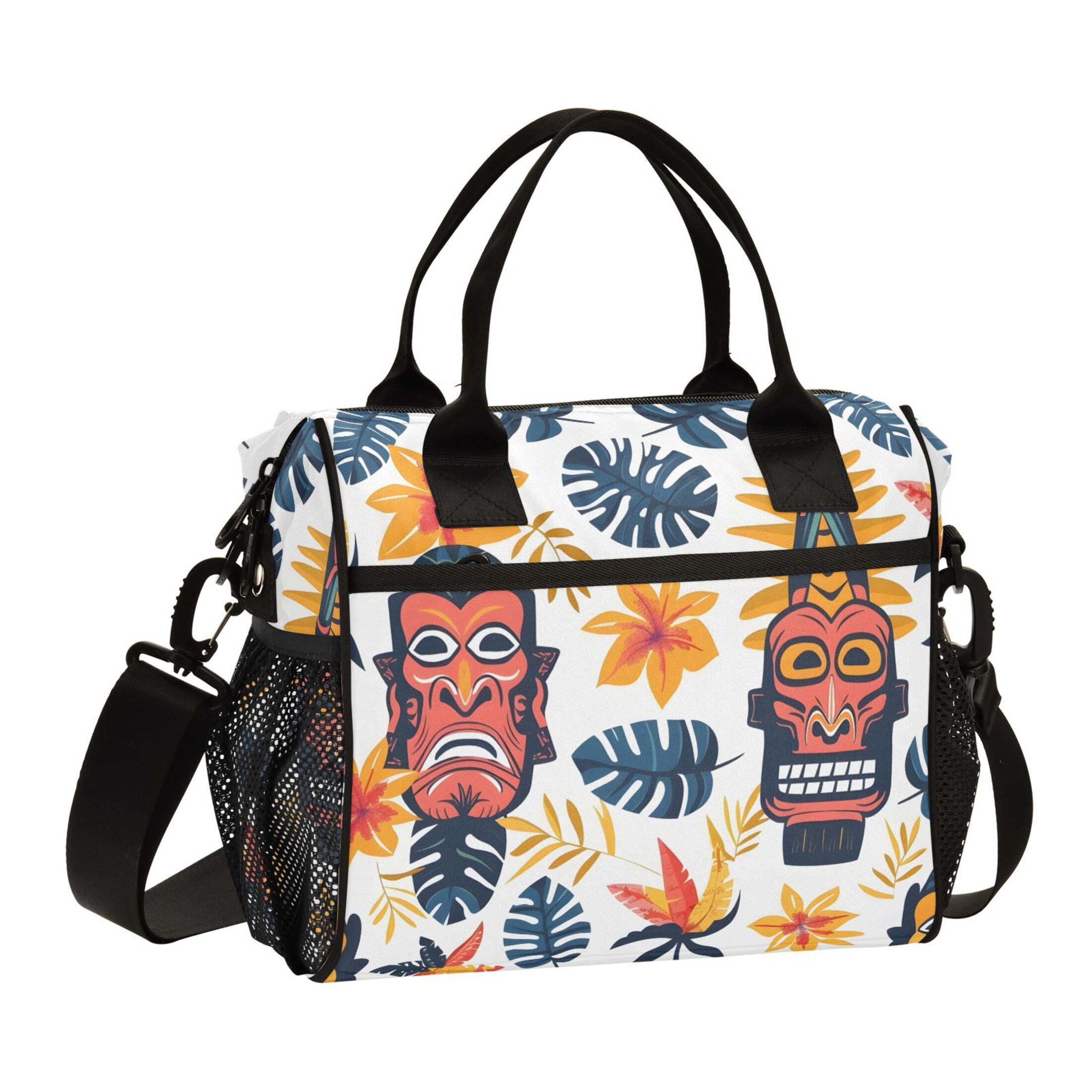 Tropical Mask Leaf Lunch Bag Insulated Lunch Box Leakproof Reusable ...