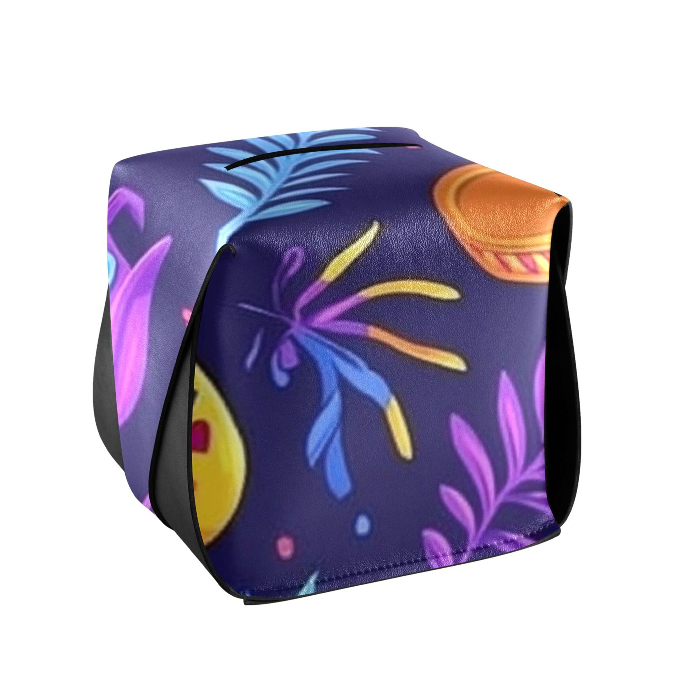 Tropical Masks and Leaves Pattern Tissue Box Cover Leather Square ...