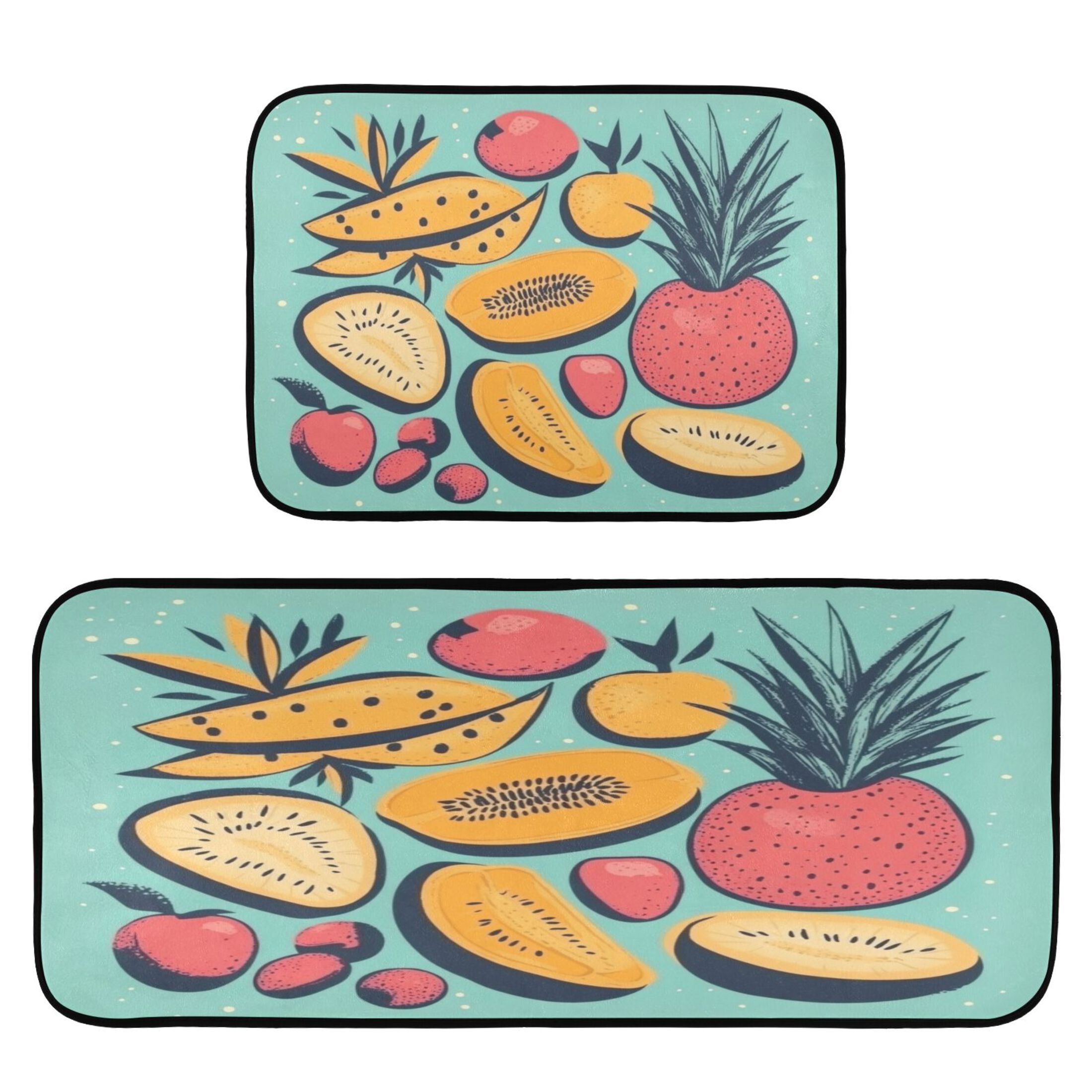 Tropical Medley Fruity 2-Piece Kitchen Carpet Mat Set, Non-Slip Memory ...