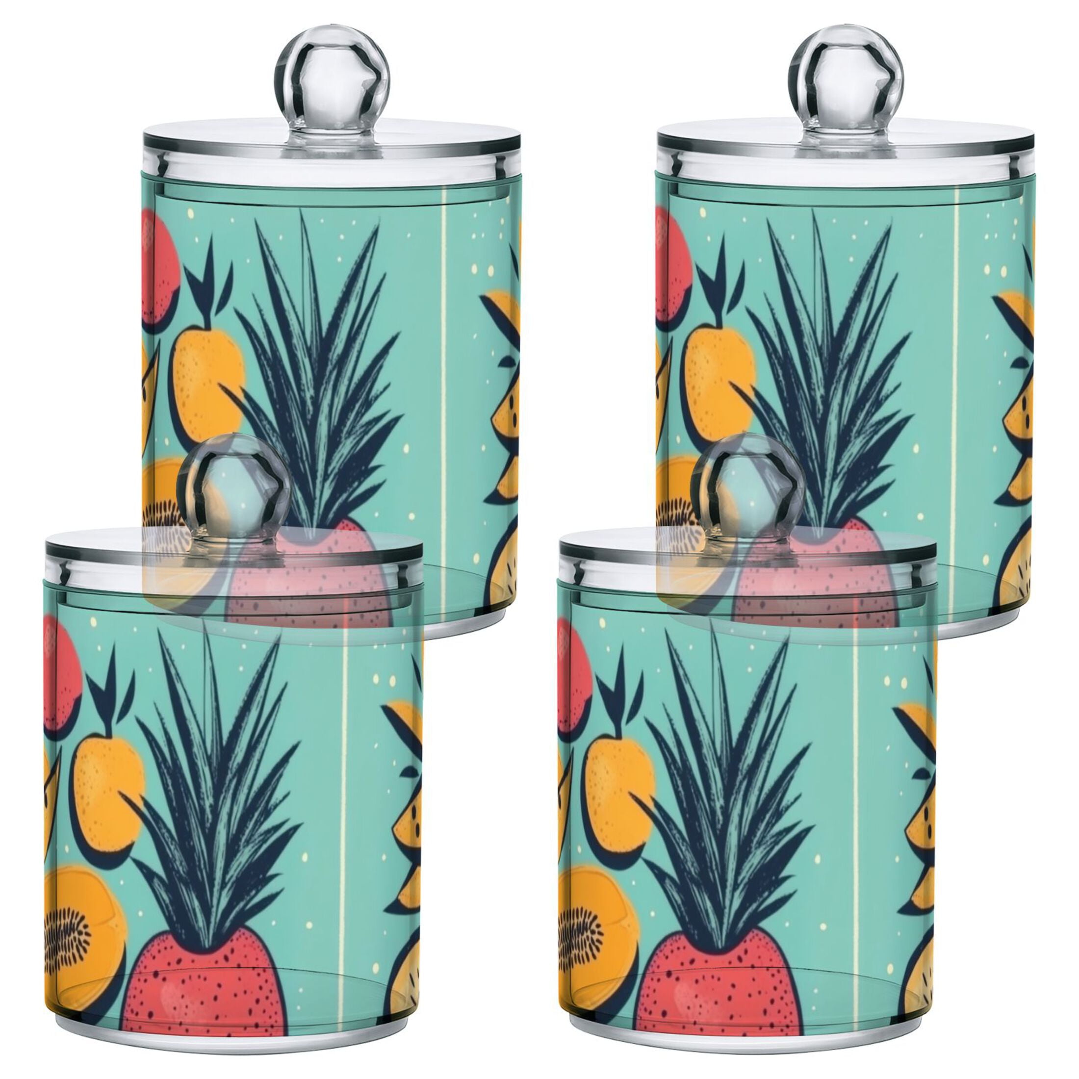 Tropical Medley Fruity Bathroom Canisters Set of 4 Translucent Plastic ...