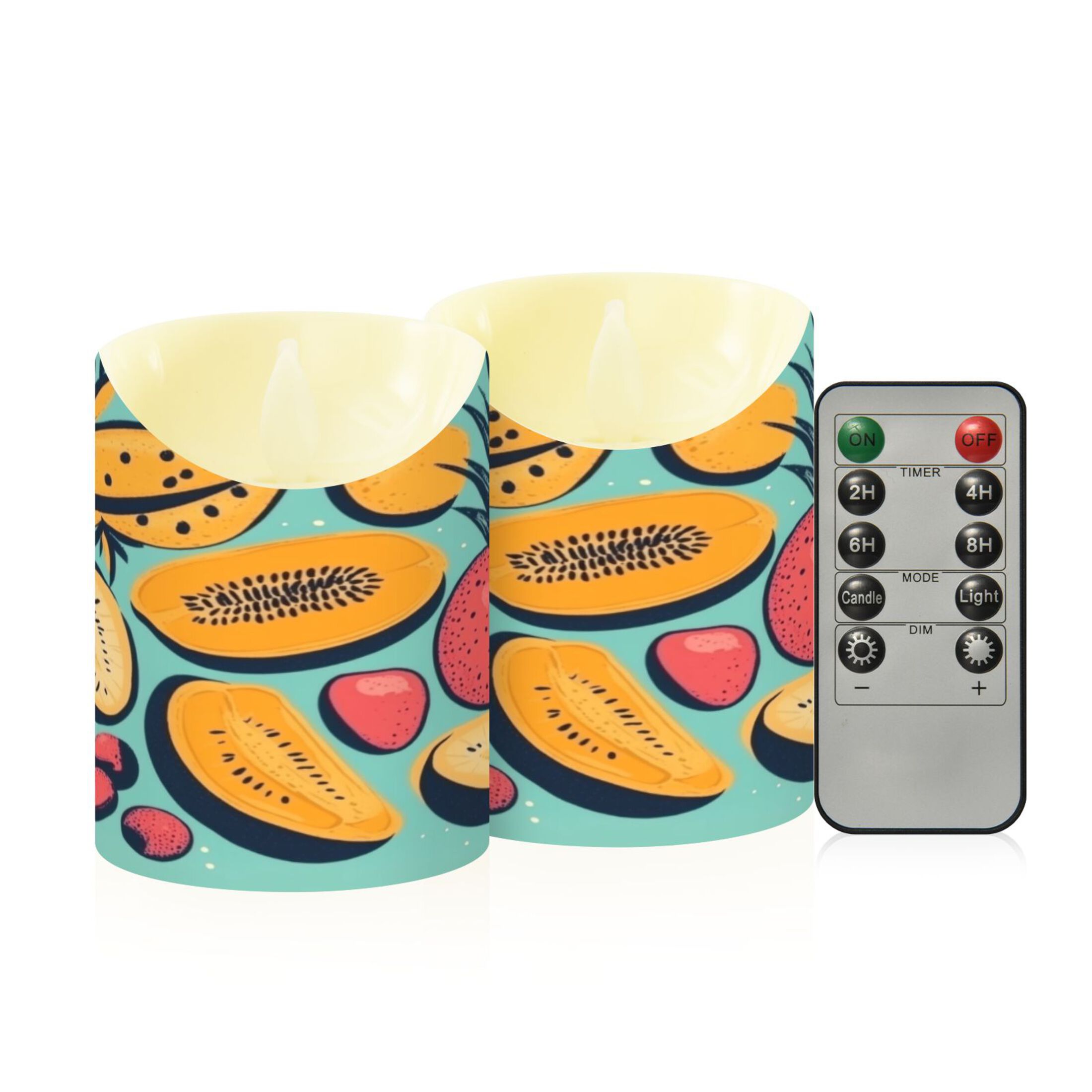 Tropical Medley Fruity Flameless Candles 2 PCS with Remote Realistic ...