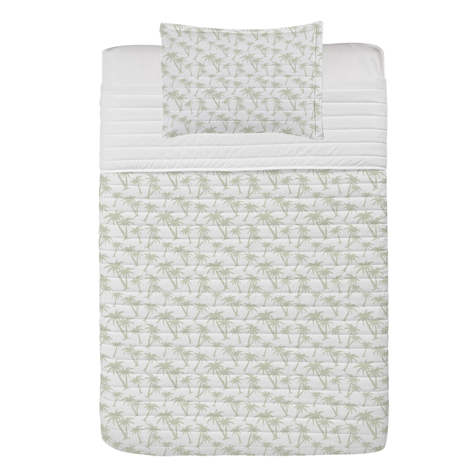 Tropical Microfiber Bedspread Set, Tropical Coconut Palm Trees Pattern ...