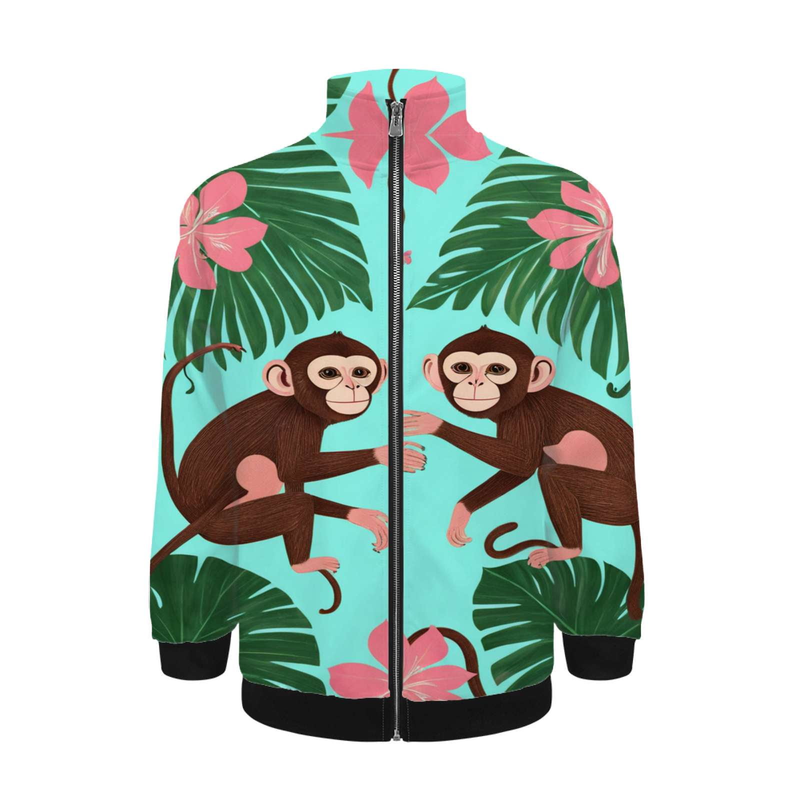 Tropical Monkey Floral Print Jacket Men's Street Cool Long Sleeves Coat ...