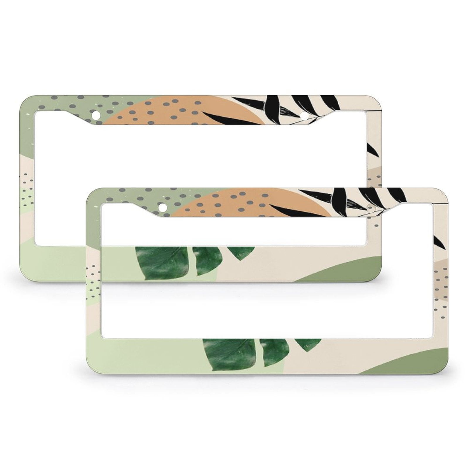 Tropical Monstera Abstract Art Green Leaves License Plate Frame - 2 ...