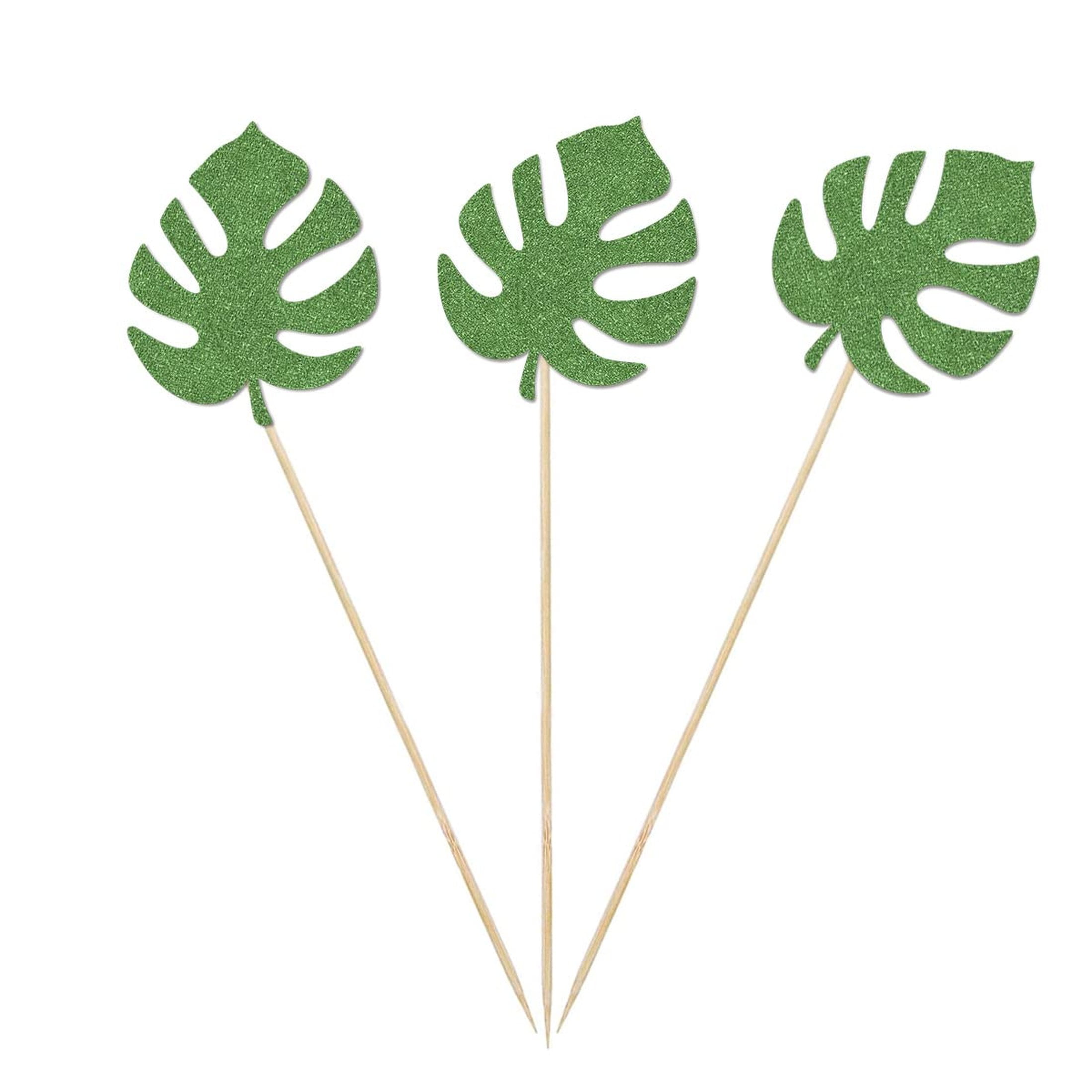 Tropical Monstera Leaf Tabletop Decor Sticks, 12-Pack Double-Sided ...