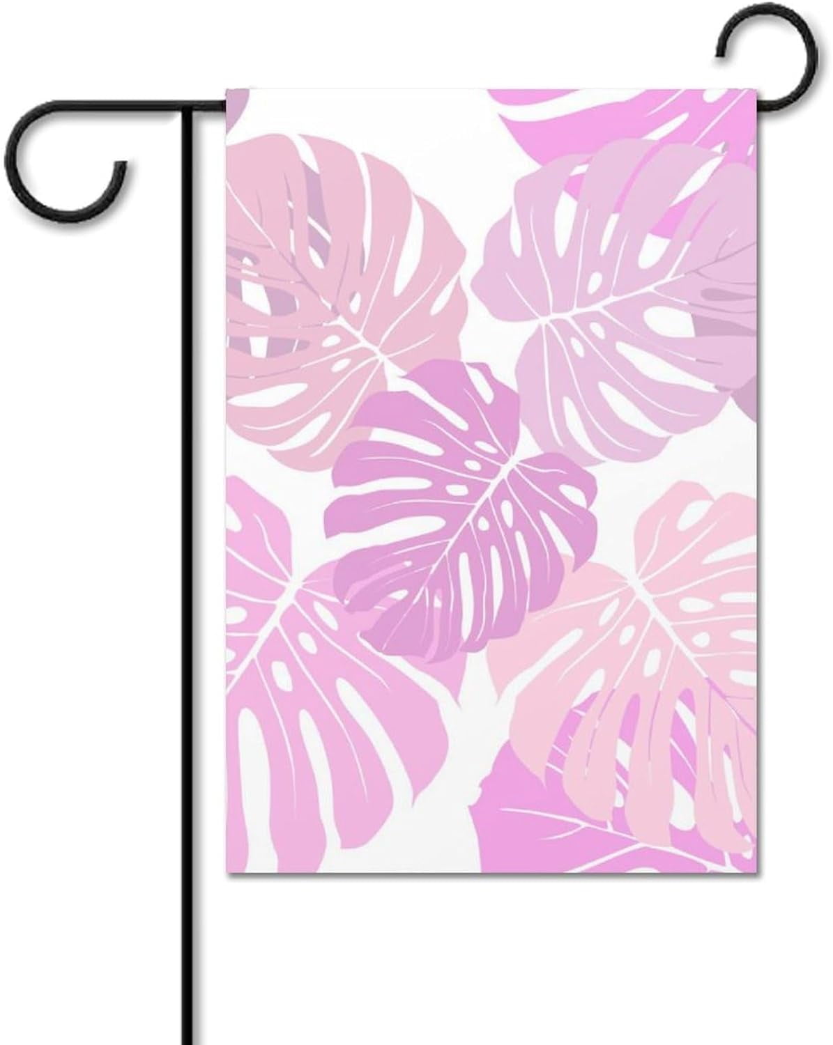 Tropical Monstera Leaves Garden Flags Pink And Violet Flag Double Sided ...