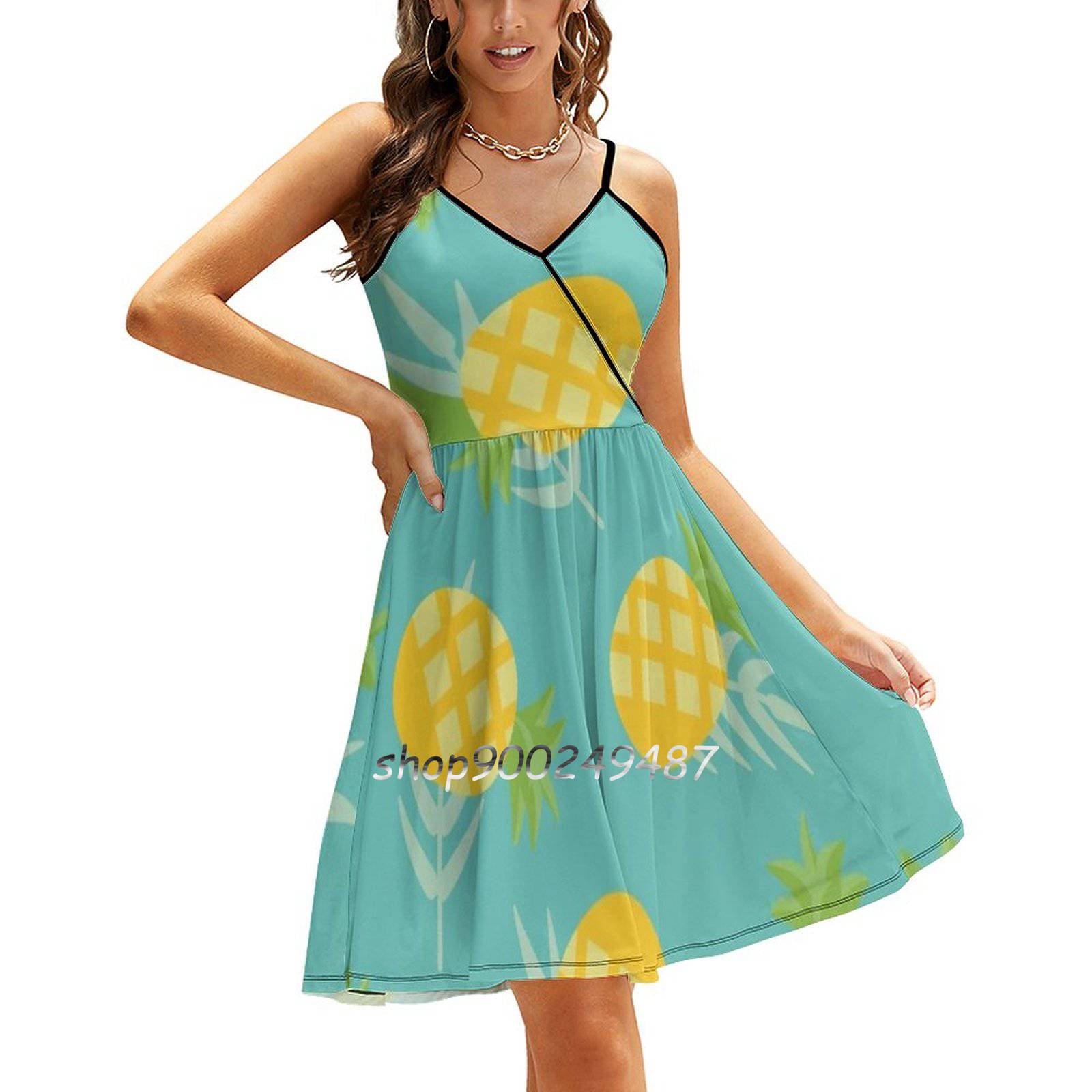 Tropical Muumuu Pineapples Square Neck Dress New Plus Size Elegant ...