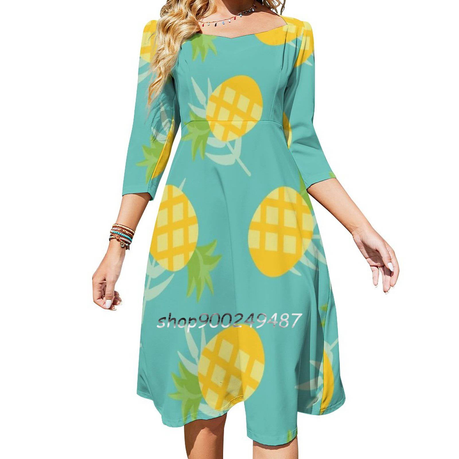 Tropical Muumuu Pineapples Square Neck Dress New Plus Size Elegant ...