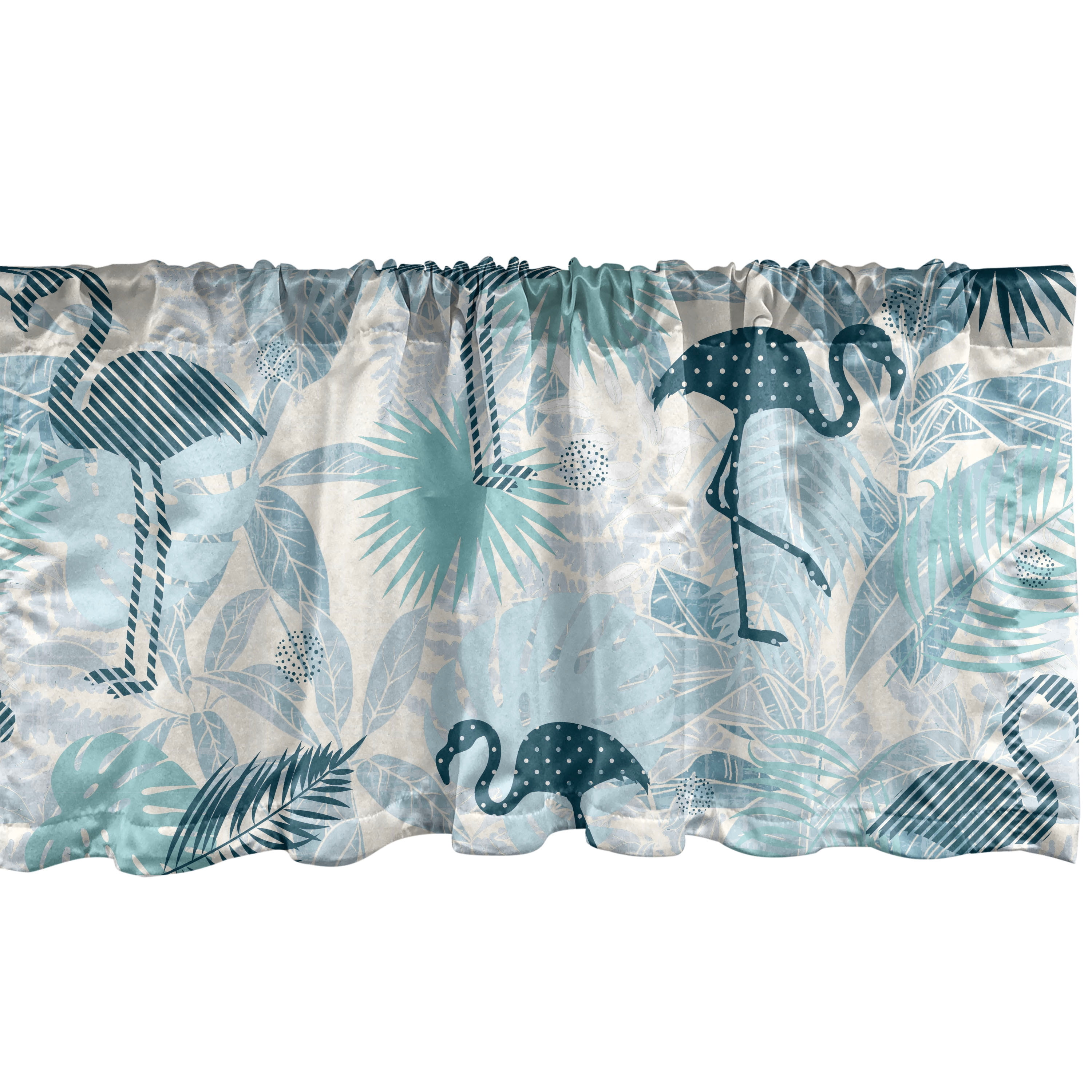 Tropical Nature Window Valance, Aloha Hawaii Vibes Flamingo and Palm ...