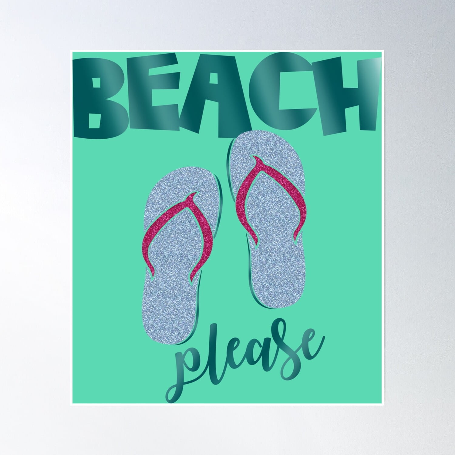 Tropical Nautical Beach Please Flip Flops Poster Wall Art, Modern Wall ...