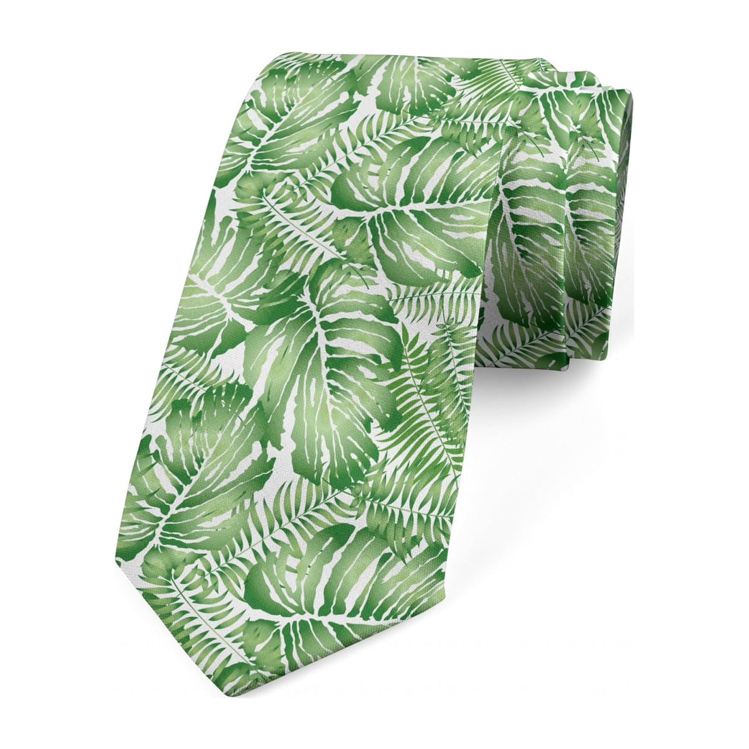 Tropical Necktie, Exotic Ornamental Palm, Dress Tie, 3.7", Green Pale ...