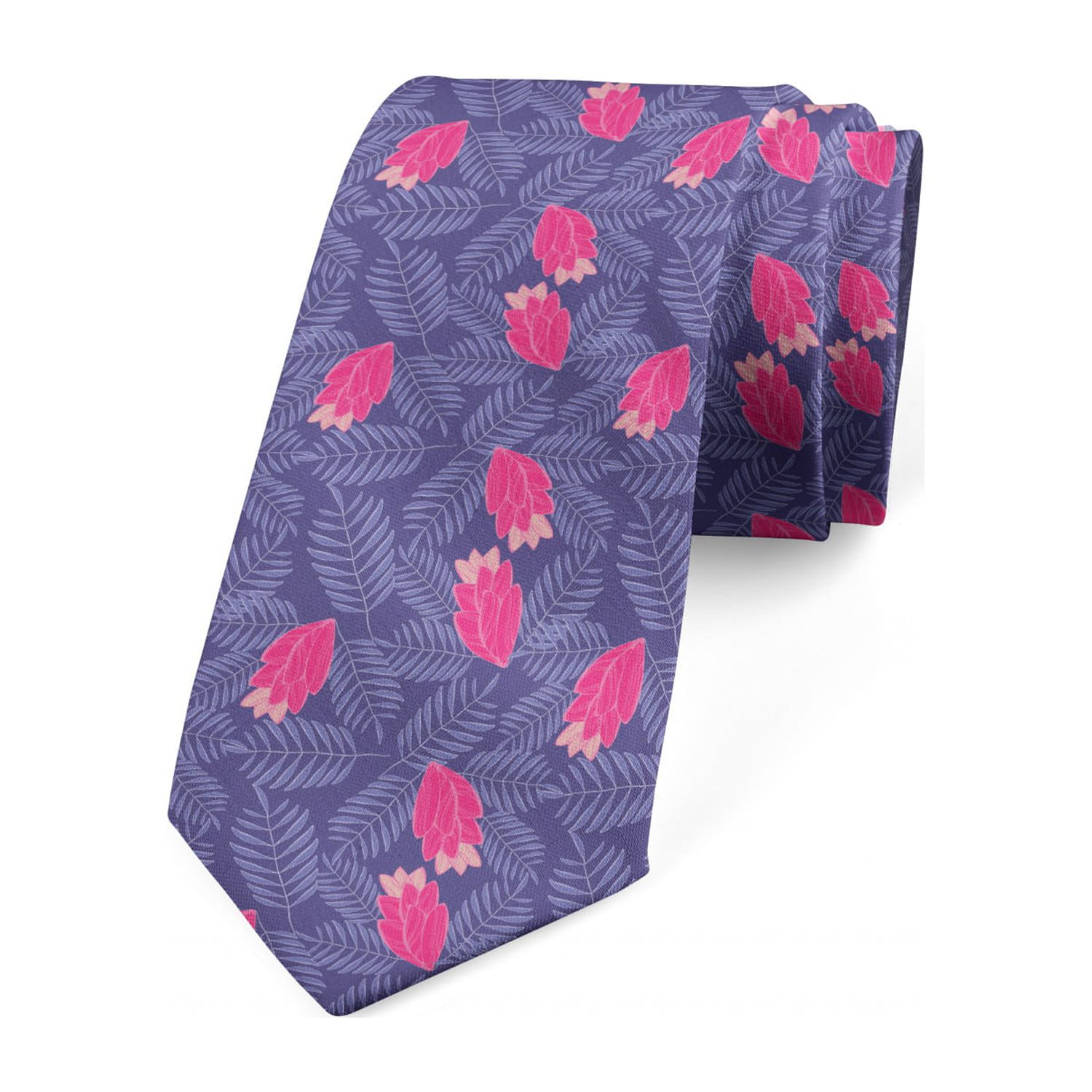 Tropical Necktie, Exotic Plantation Leaves, Dress Tie, 3.7", Hot Pink ...