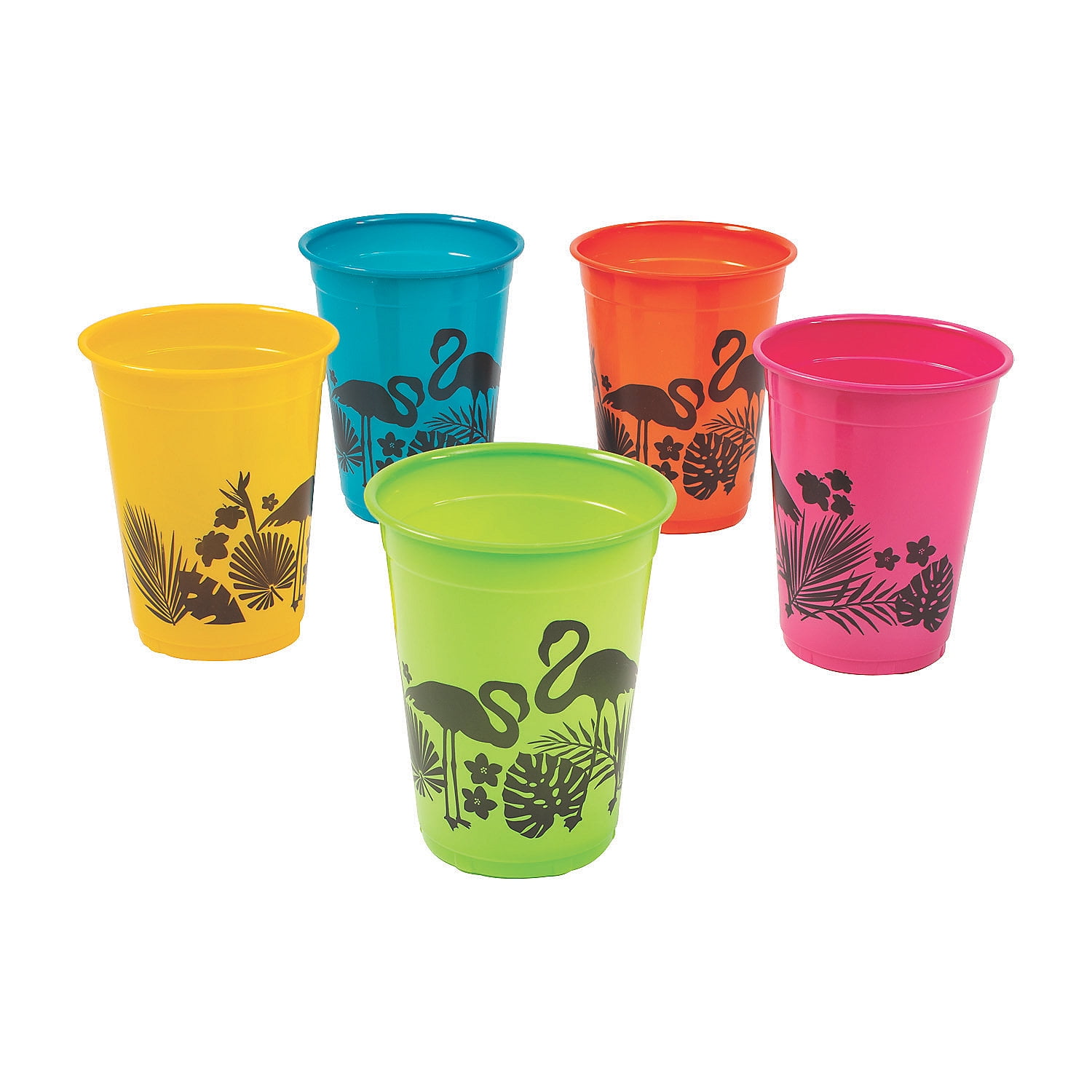 16 oz. Bulk 50 count Tropical Nights Flamingo Luau Disposable Plastic ...