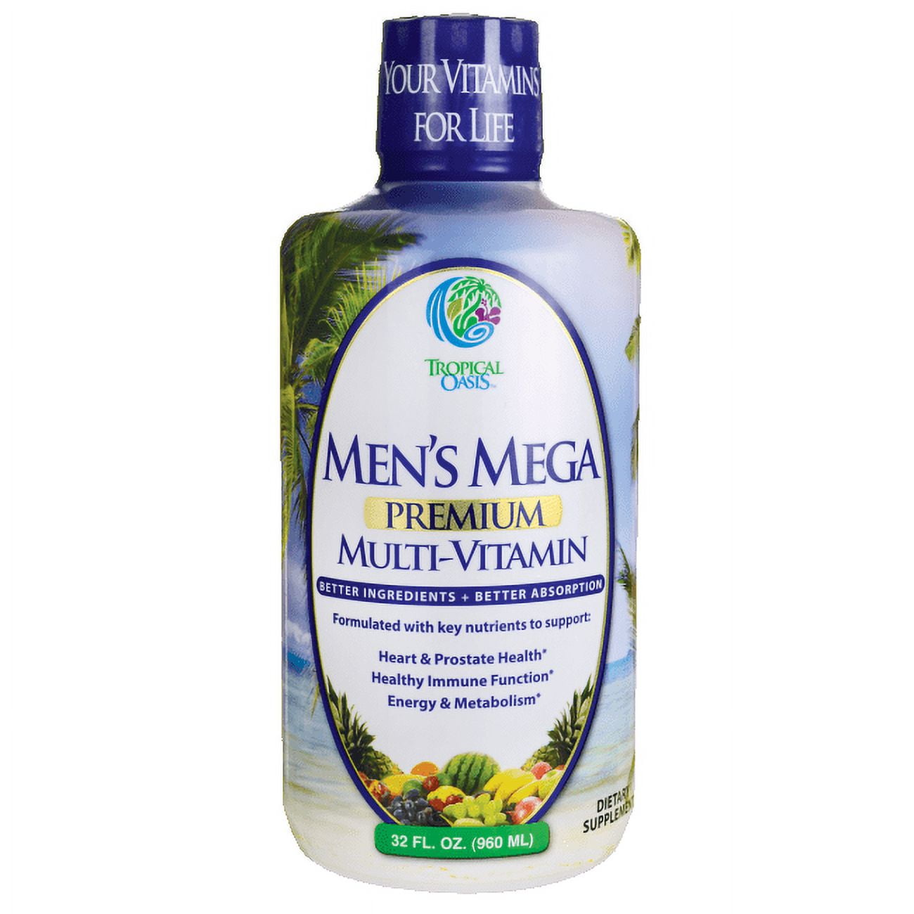 Tropical Oasis Men's Mega Multivitamin - Everyday Health Support, 32 fl ...