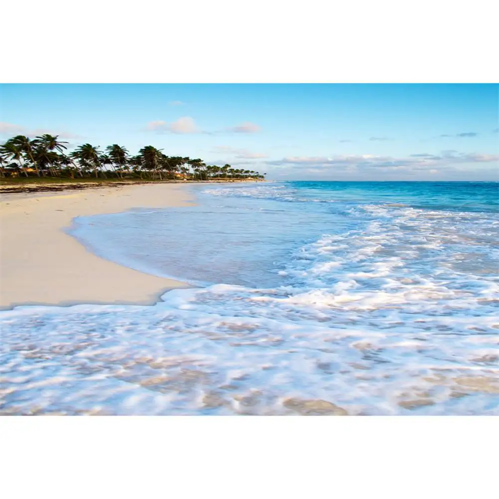 Tropical Ocean Beach Photography Backdrop Sunset Seaside Sands Waves ...