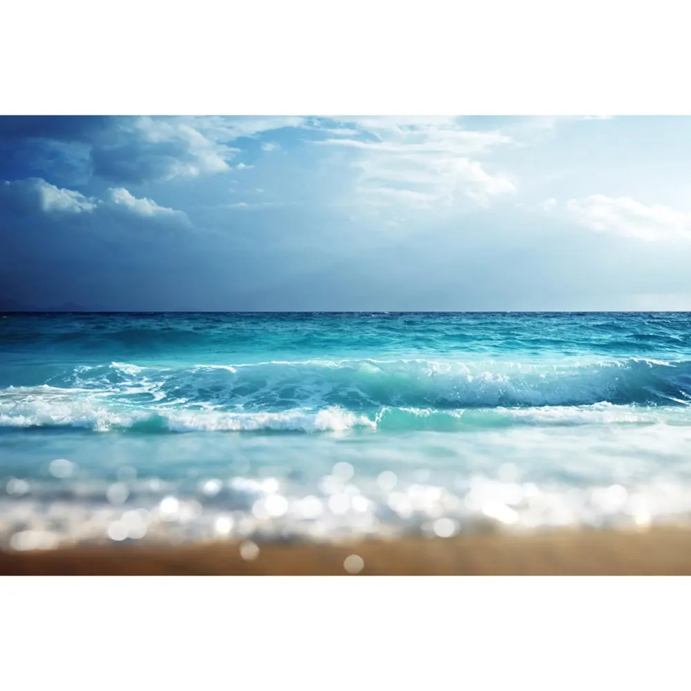 Tropical Ocean Beach Photography Backdrop Sunset Seaside Sands Waves ...