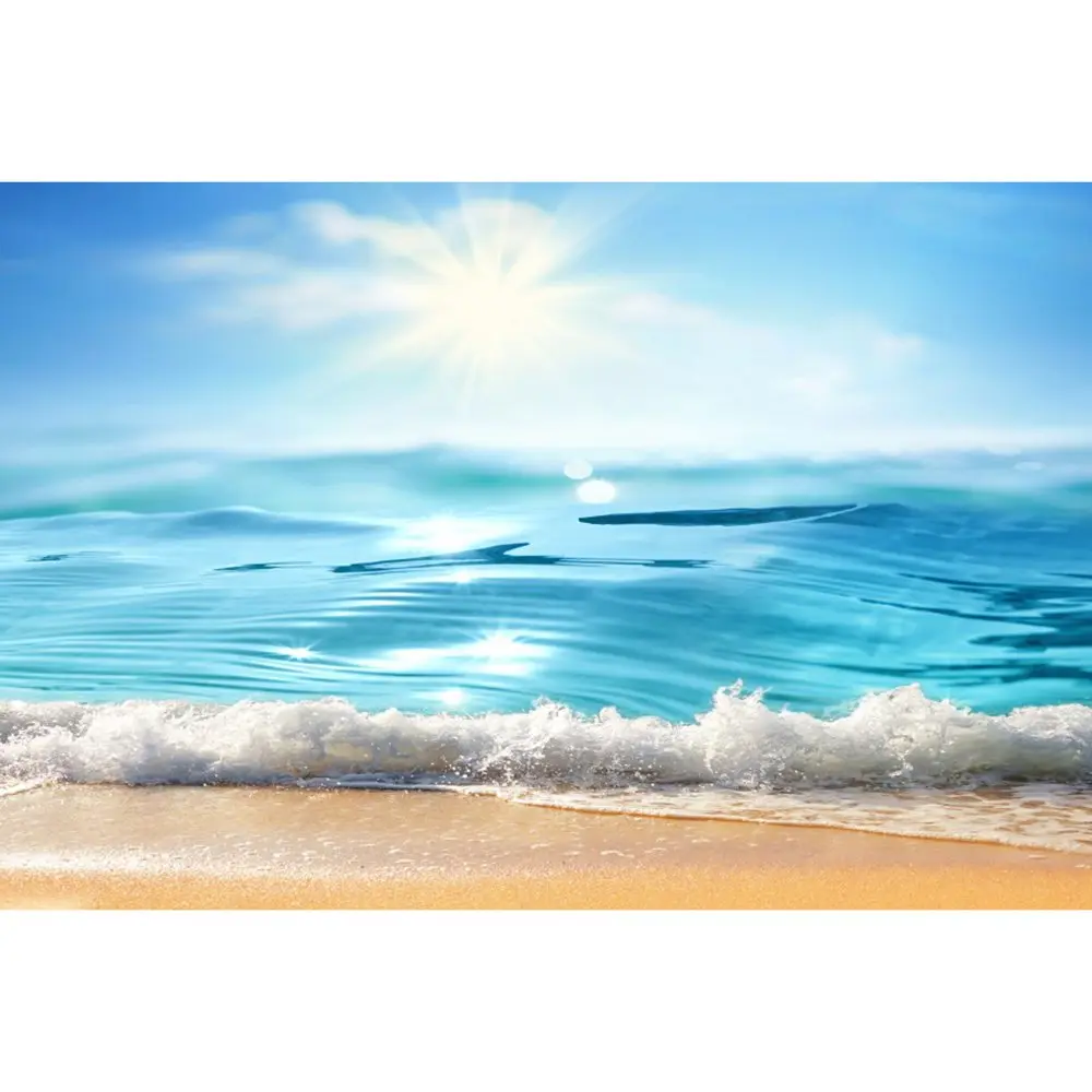 Tropical Ocean Beach Photography Backdrop Sunset Seaside Sands Waves ...