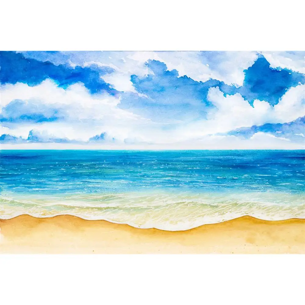 Tropical Ocean Beach Photography Backdrop Sunset Seaside Sands Waves ...