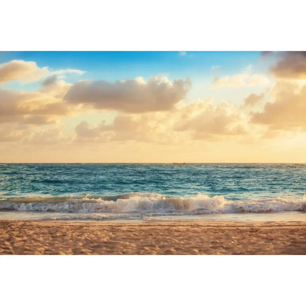 Tropical Ocean Beach Photography Backdrop Sunset Seaside Sands Waves ...