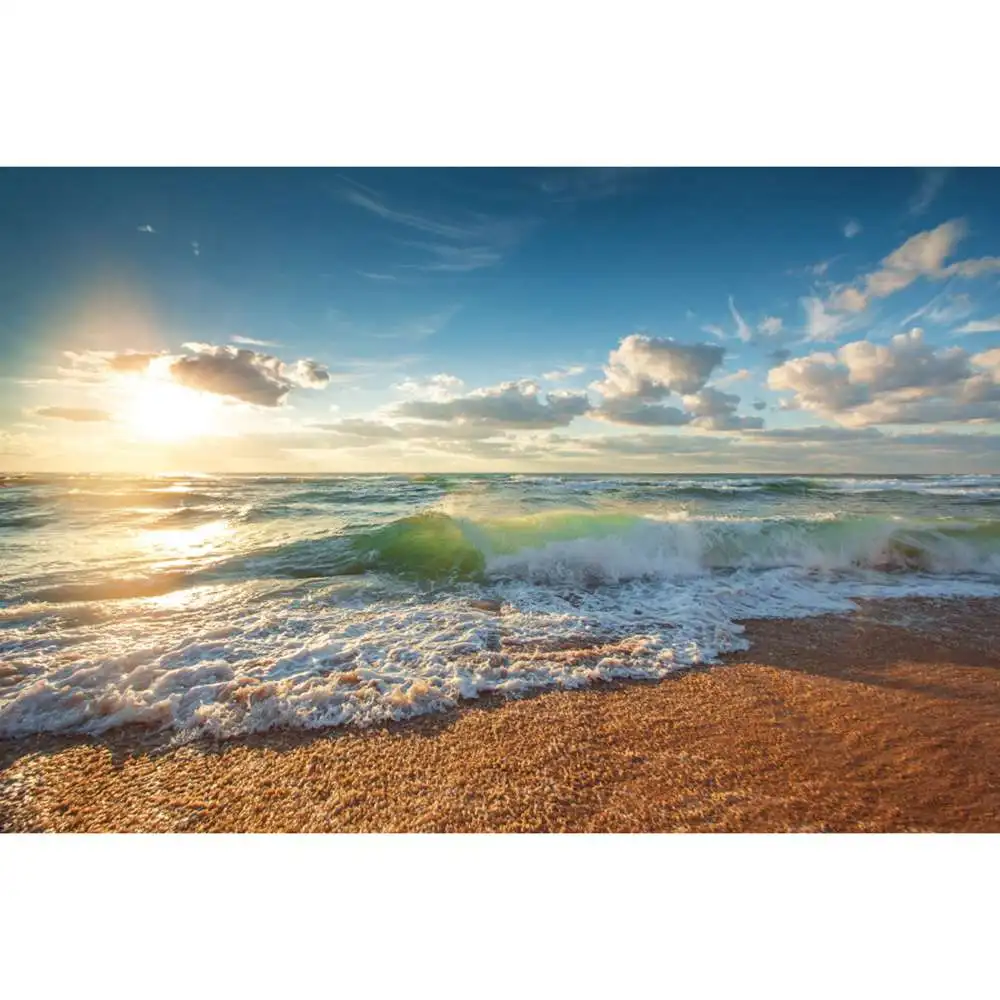 Tropical Ocean Beach Photography Backdrop Sunset Seaside Sands Waves ...