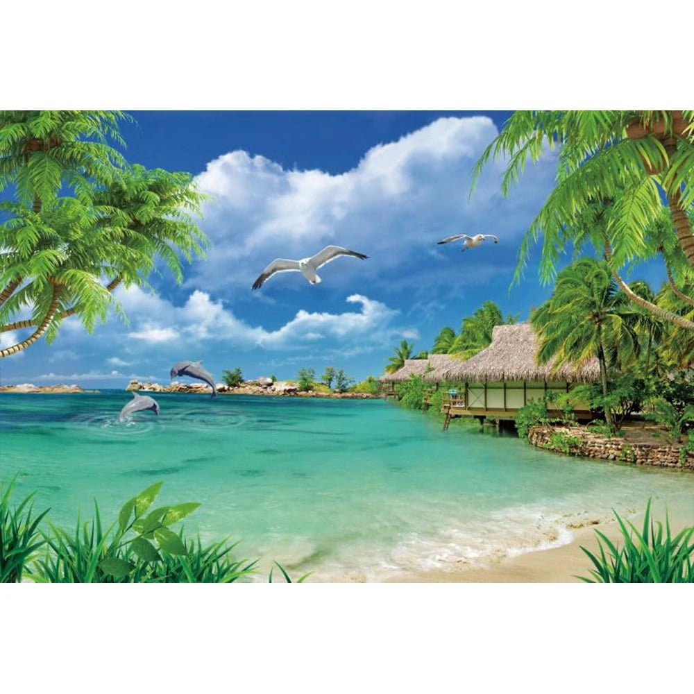 Tropical Ocean Beach Sand Backdrop Photography Summer Seaside Wedding ...