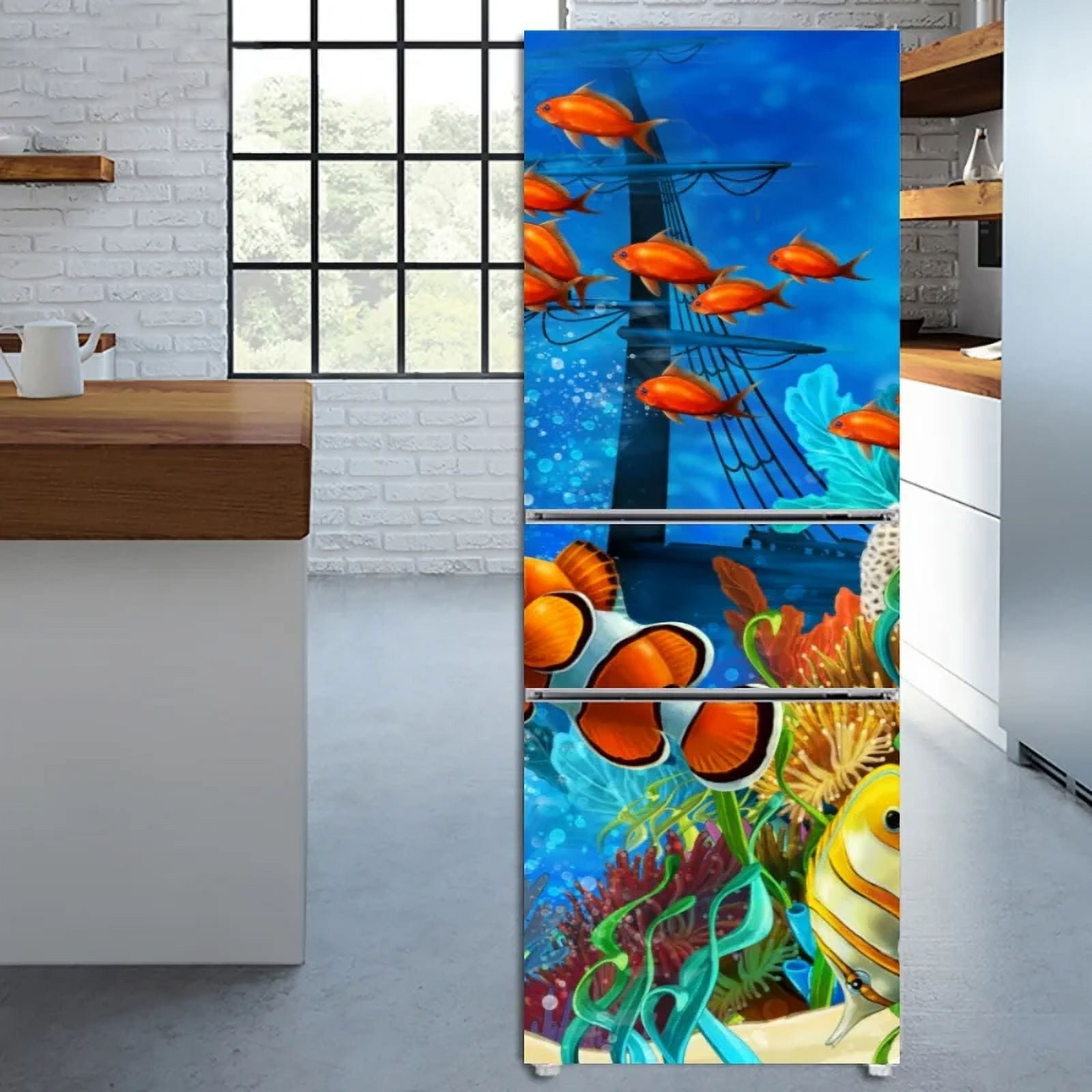Tropical Ocean Fish Refrigerator Door Sticker The Underwater World ...