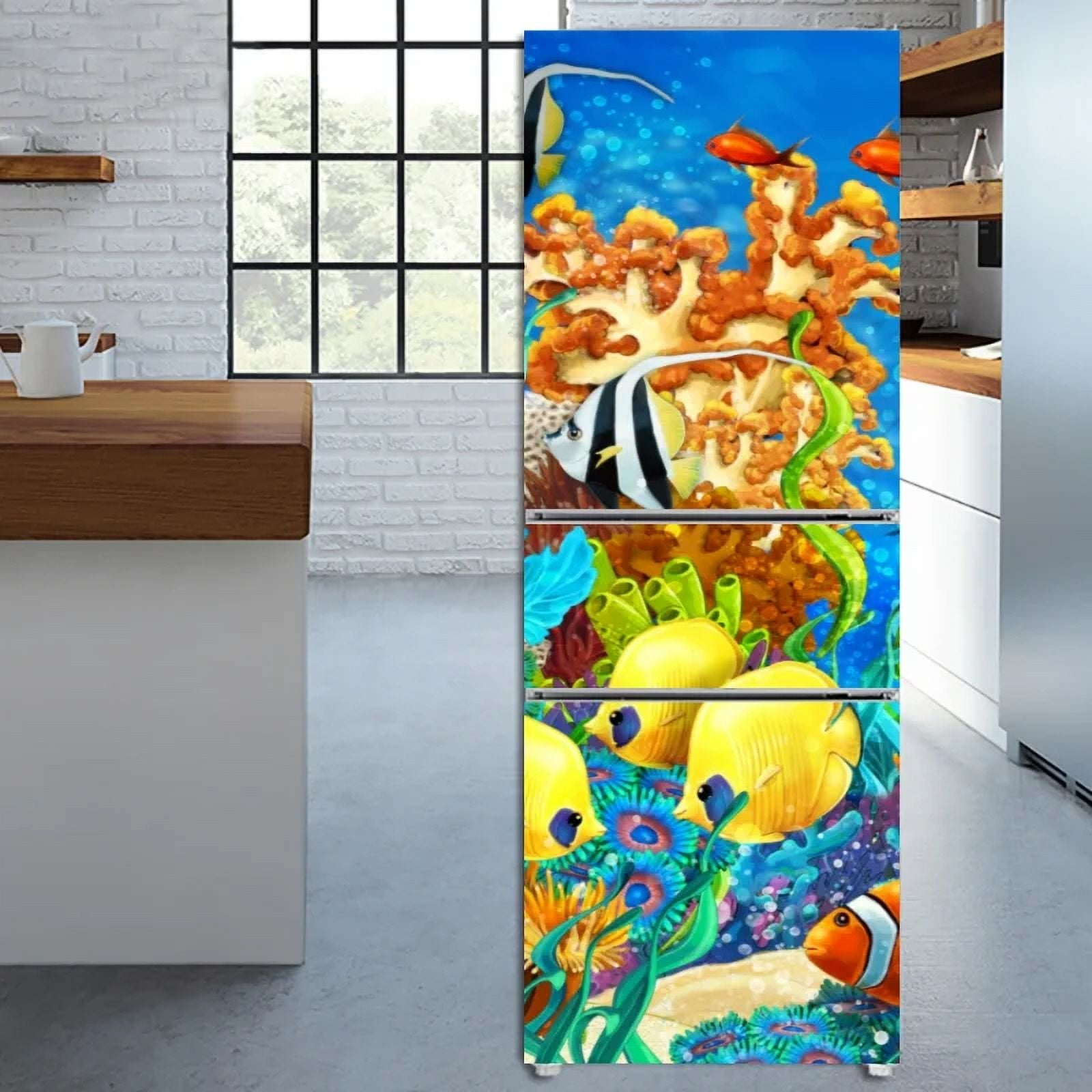 Tropical Ocean Fish Refrigerator Door Sticker The Underwater World ...