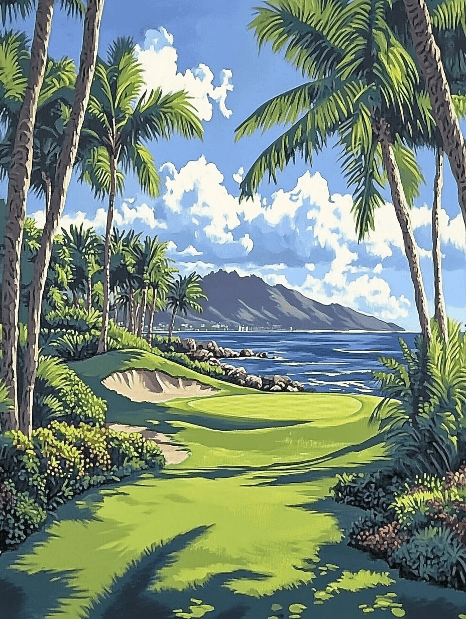Tropical Ocean Golf Course Canvas Print/Wall Art， Suitable for Living ...