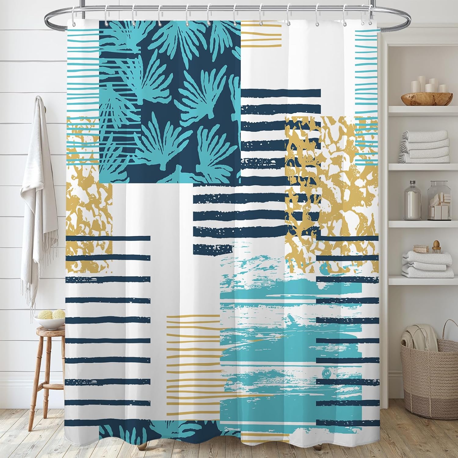 Tropical Ocean Waterproof Fabric Shower Curtain,Coral Beach Nautical ...