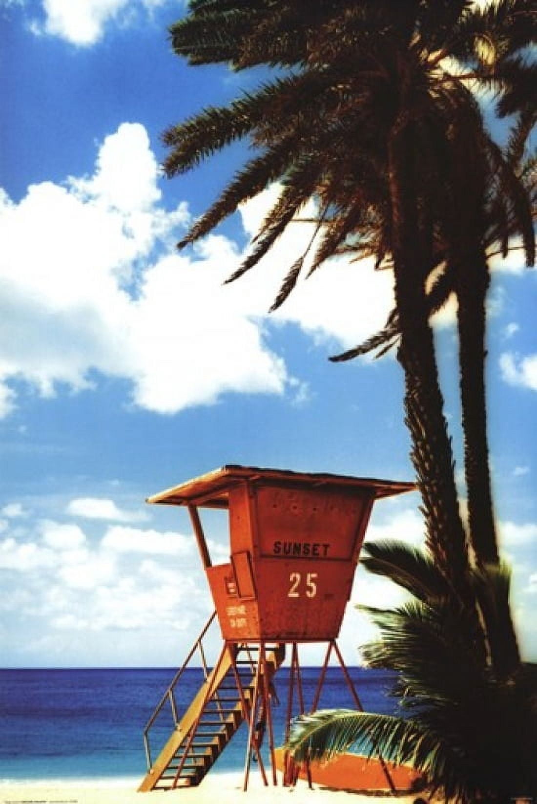 Tropical - Orange Lifeguard Hut Laminated Poster (24 x 26) - Walmart.com
