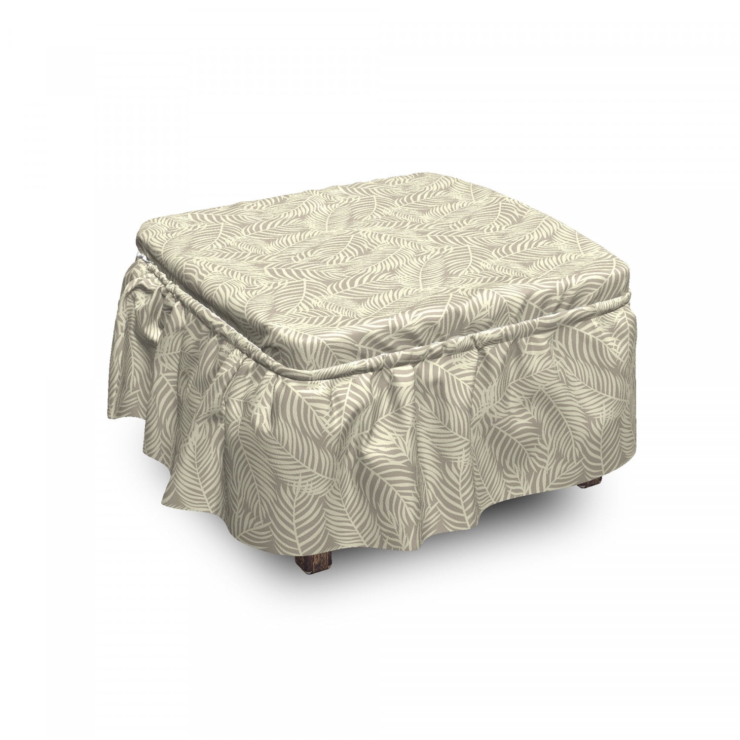 Tropical Ottoman Cover, Botanical Exotic Leaves, 2 Piece Slipcover Set ...