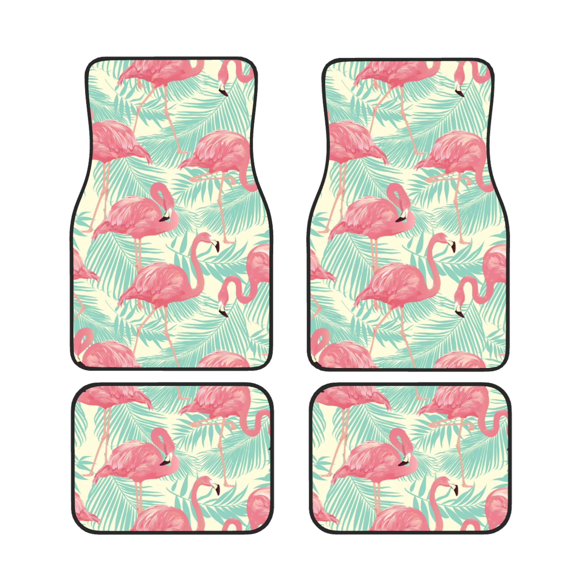 Tropical Palm Banana Leaves Pink Flamingo Universal Fit Carpet Floor ...