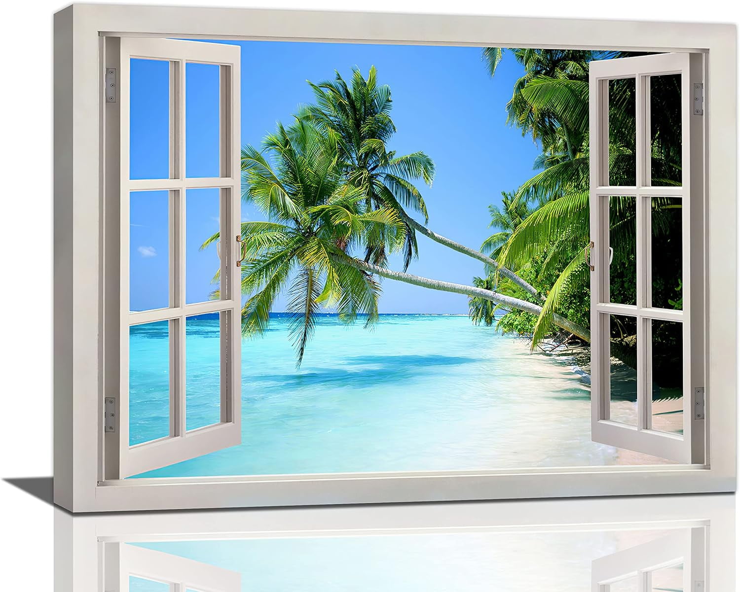 Tropical Palm Beach Wall Art Coastal Ocean Bathroom Pictures Wall Decor ...