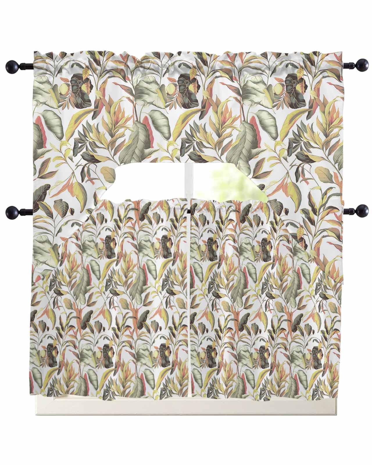 Tropical Palm Kitchen Curtains Sets 36 Inch Length with Valance, Summer ...