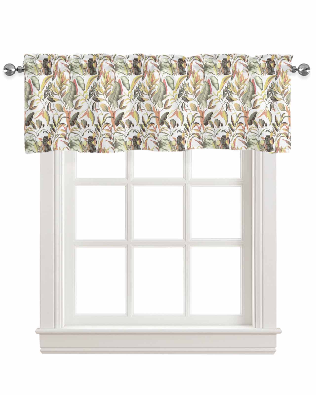 Tropical Palm Kitchen Valances for Windows Farmhouse Linen Window ...