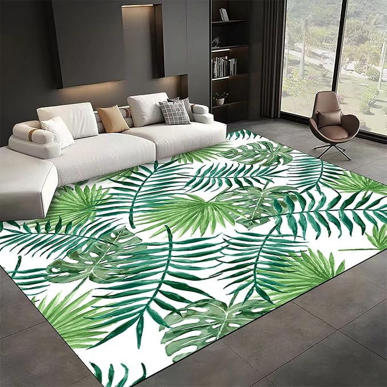 Tropical Palm Leaf Area Carpet, Monstera Reed Rug For Bedroom, Shed ...