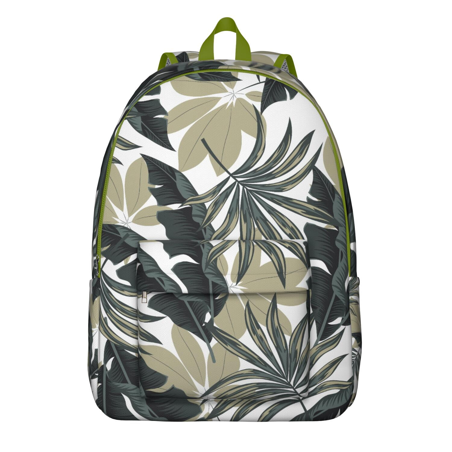 Tropical Palm Leaf Backpack, Hawaiian Floral School Bag with Jungle Leaves Design, Colorful ...