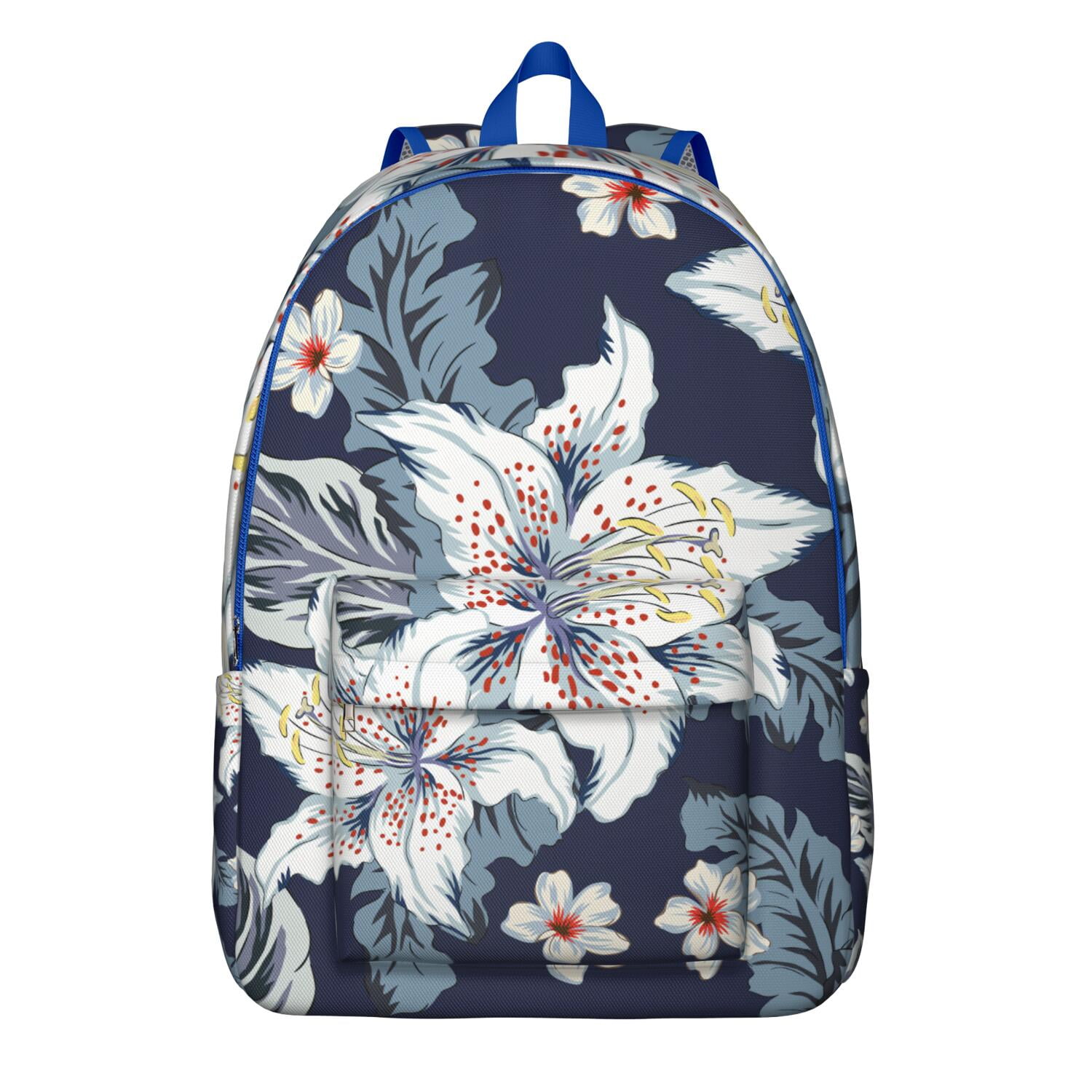 Tropical Palm Leaf Backpack, Hawaiian Floral School Bag with Jungle ...