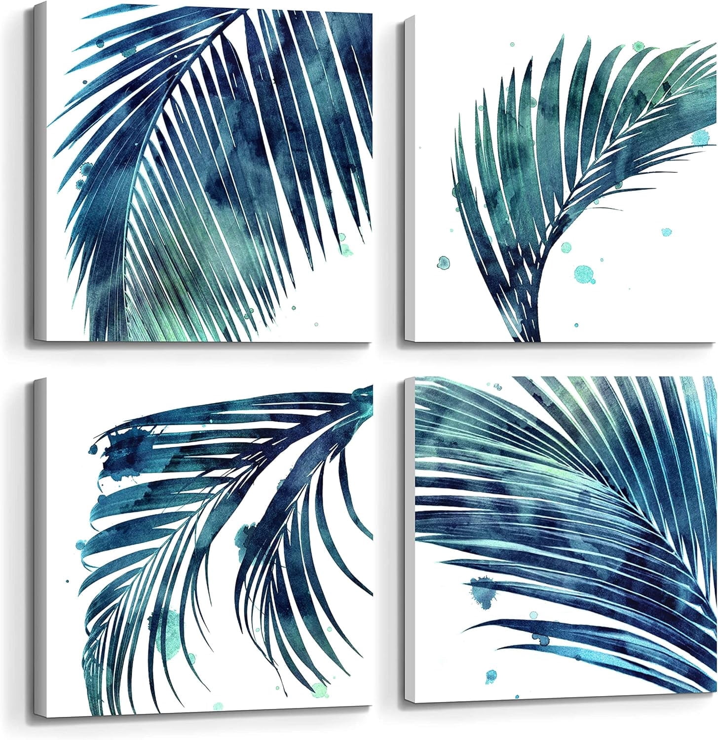 Tropical Palm Leaf Canvas Wall Art: 4 Pieces Palm Tree Leaves Pictures ...