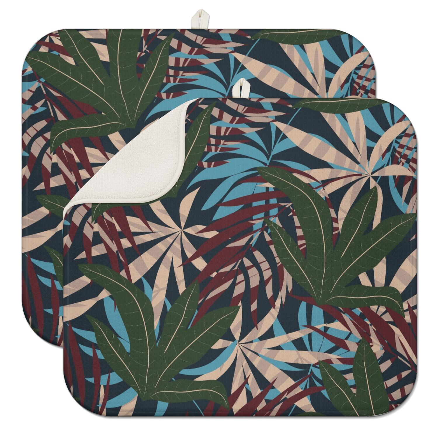 Tropical Palm Leaf Dish Drying Mat – Hawaiian Jungle Leaves and ...