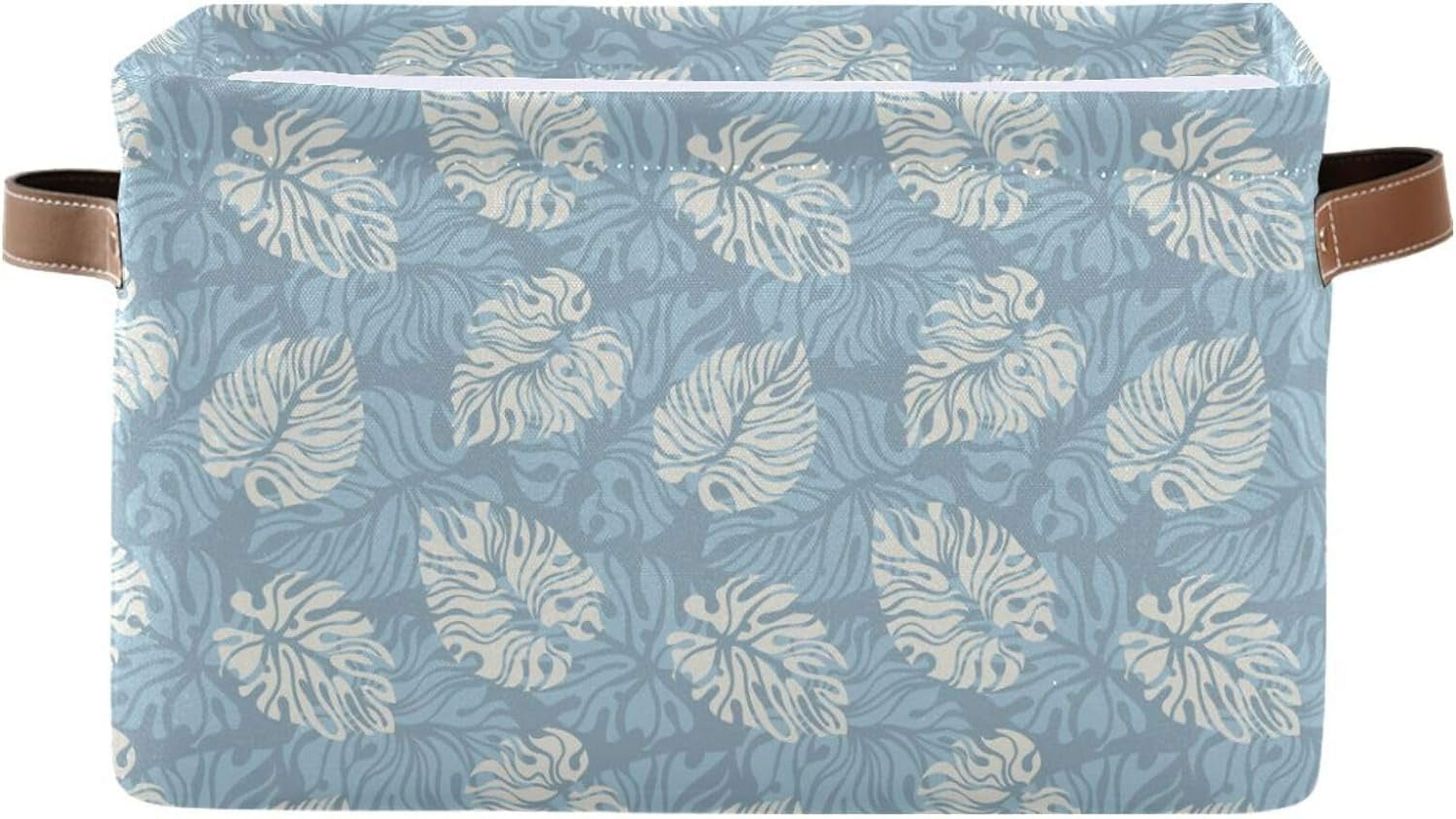 Tropical Palm Leaf Foldable Storage Basket for Shelves, Collapsible ...