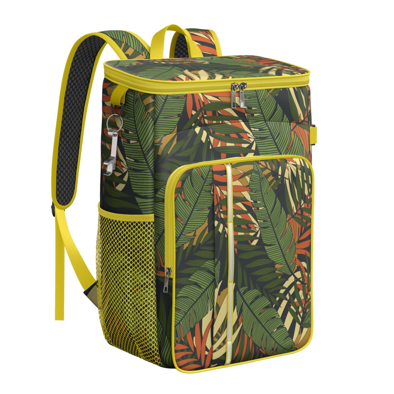 Tropical Palm Leaf Insulated Backpack Cooler - 20L High-Capacity, Long ...