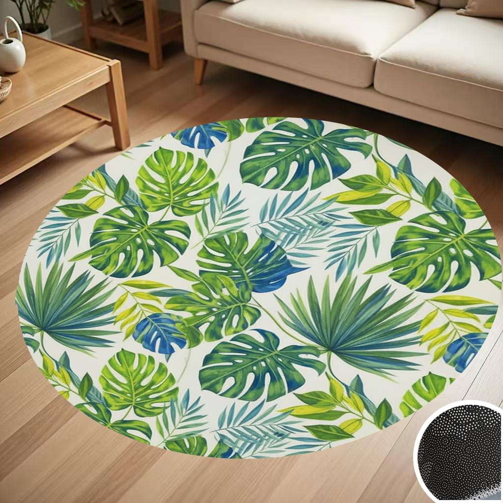 Tropical Palm Leaf Print Round Carpet Living Room Bedroom Home ...