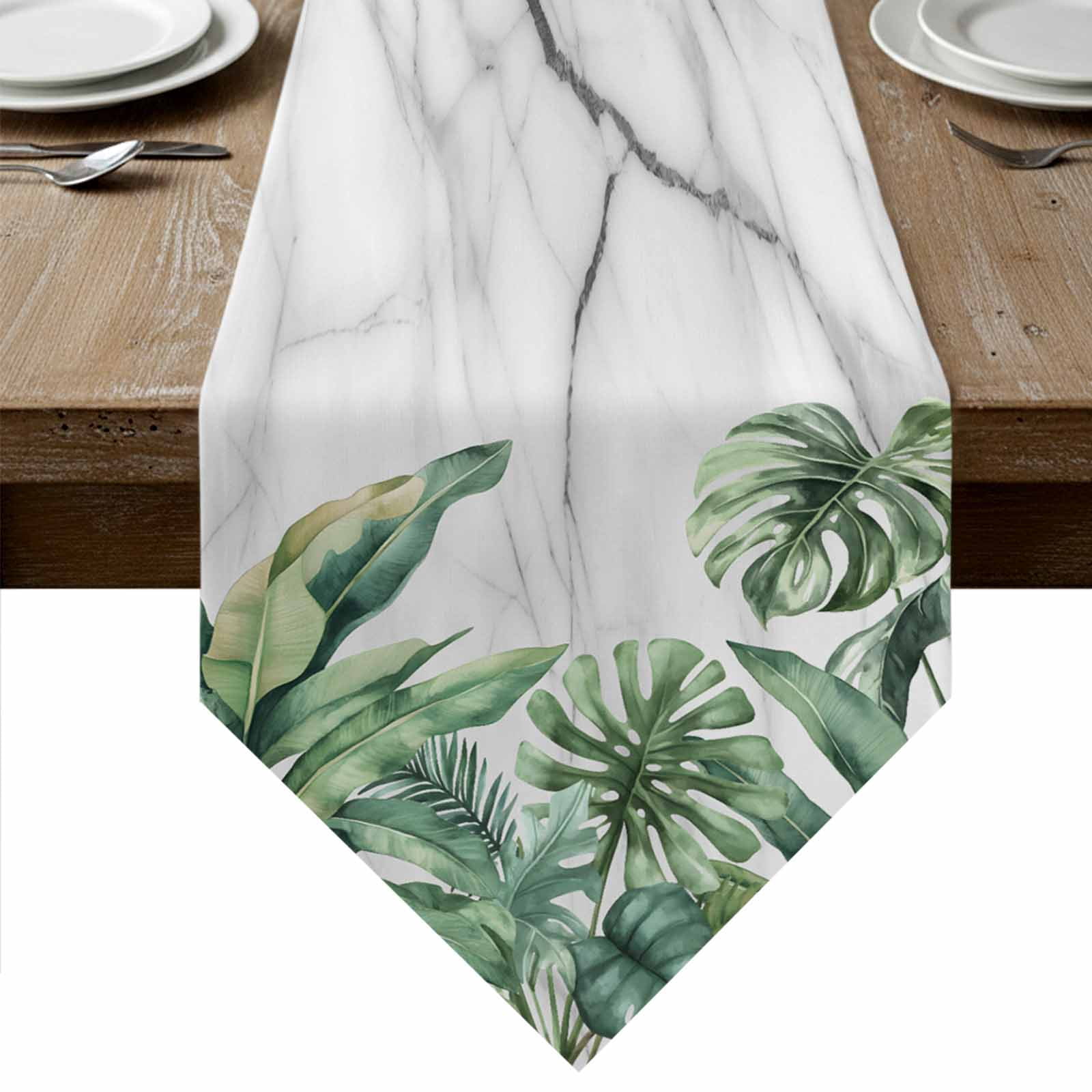 Tropical Palm Leaf Table Runner Linen Burlap Table Runner 108 Inches ...
