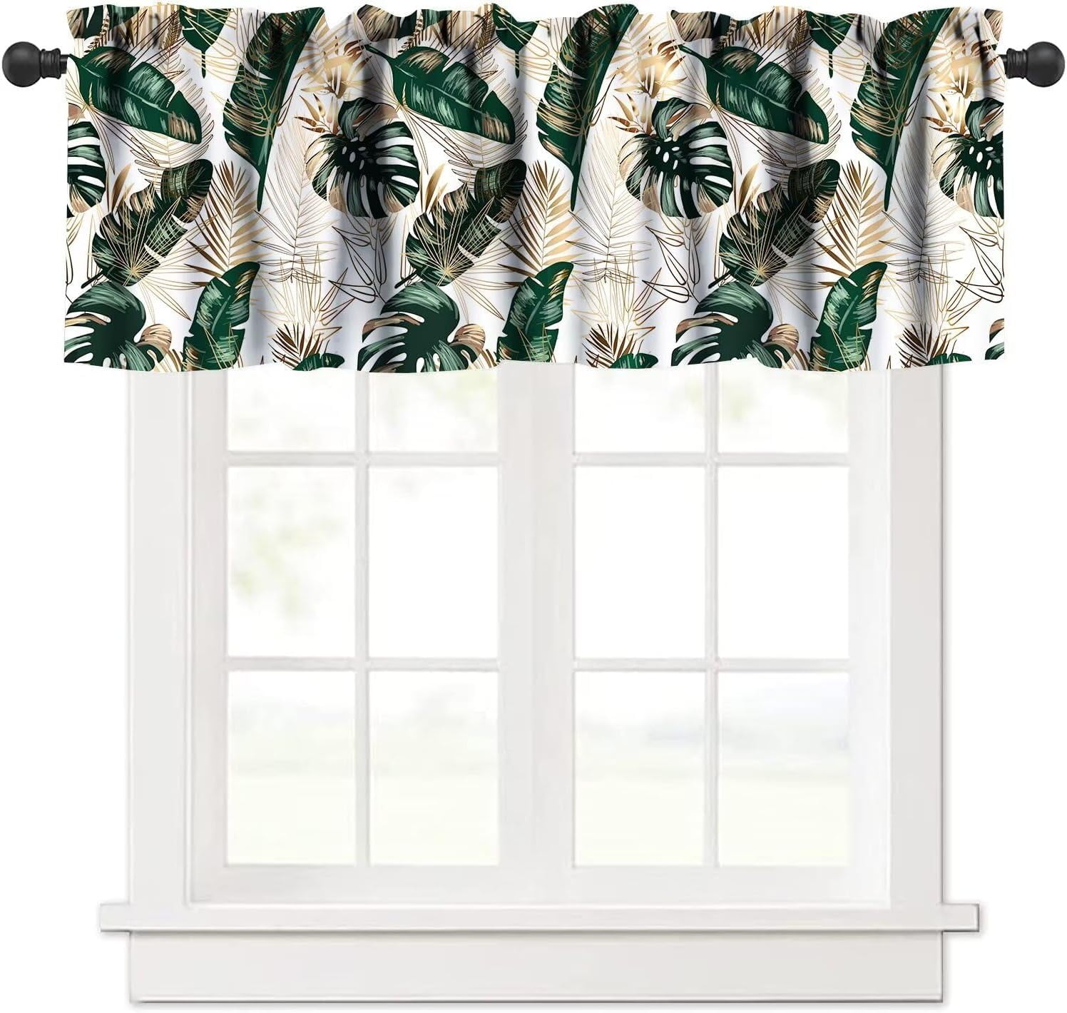 Tropical Palm Leaf Valance Curtain Jungle Leaves Plant Hawaii Botanical ...