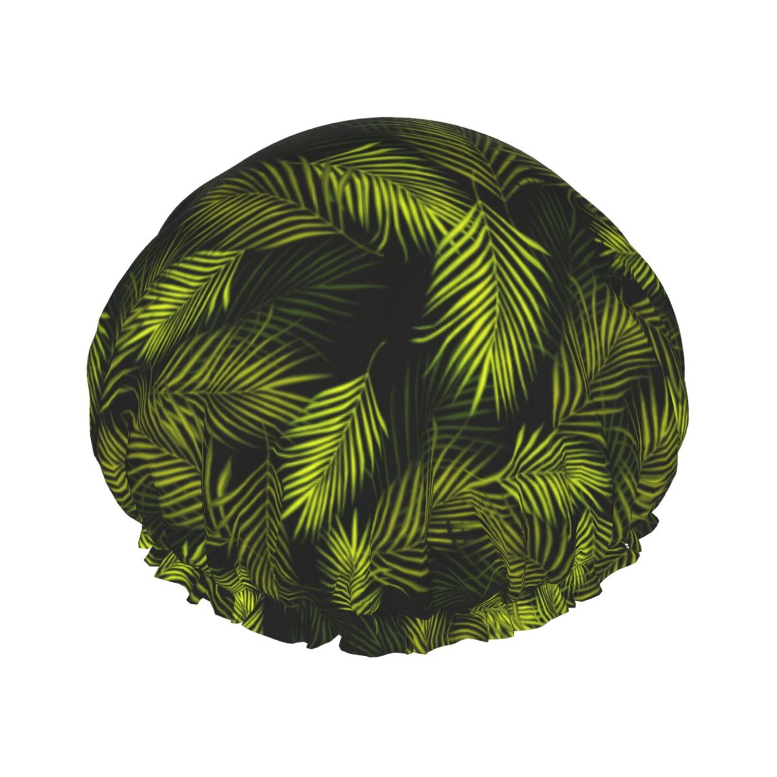 Tropical Palm Leaves Fern Leaf Shower Cap for Women, Double Waterproof ...