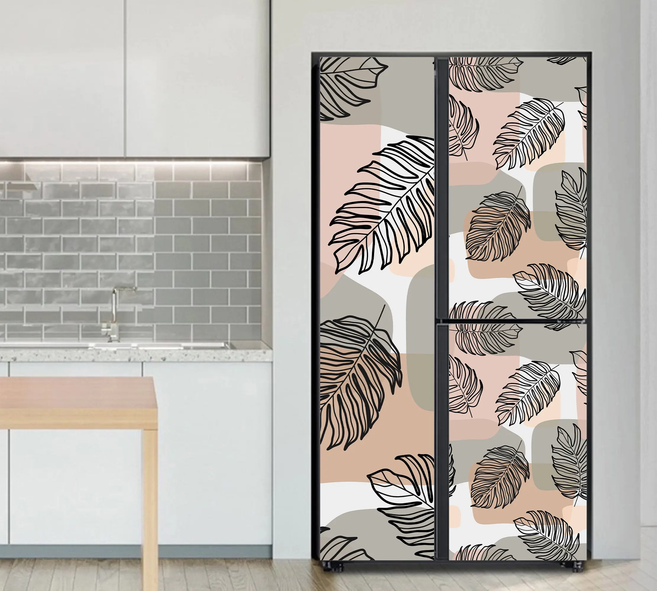 Tropical Palm Leaves Fridge Stickers Natural Green Leaf Refrigerator ...