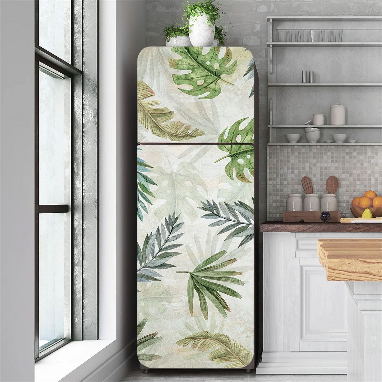 Tropical Palm Leaves Fridge Stickers Natural Green Leaf Refrigerator ...